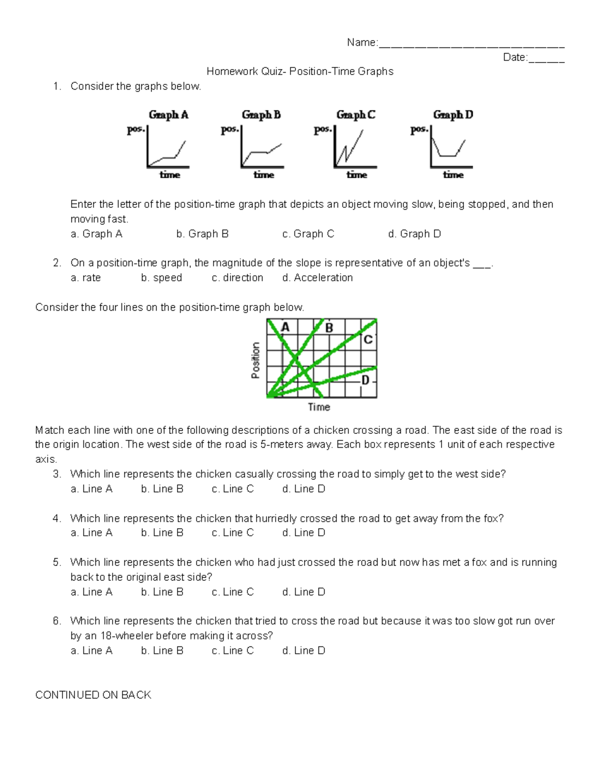 HW Quiz #5- x vs t graphs - Practice Quiz - Name ...
