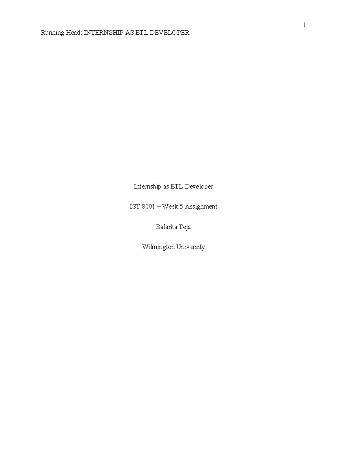 Week5 Methodology - Research paper - Running Head: INTERNSHIP AS ETL ...