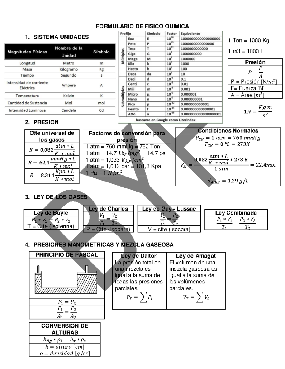 Formulario G-C - muy poderoso - FORMULARIO DE FISICO QUIMICA 1. SISTEMA ...