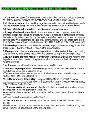 Nursing Management and Leadership Nclrx Review - Nursing Management and ...