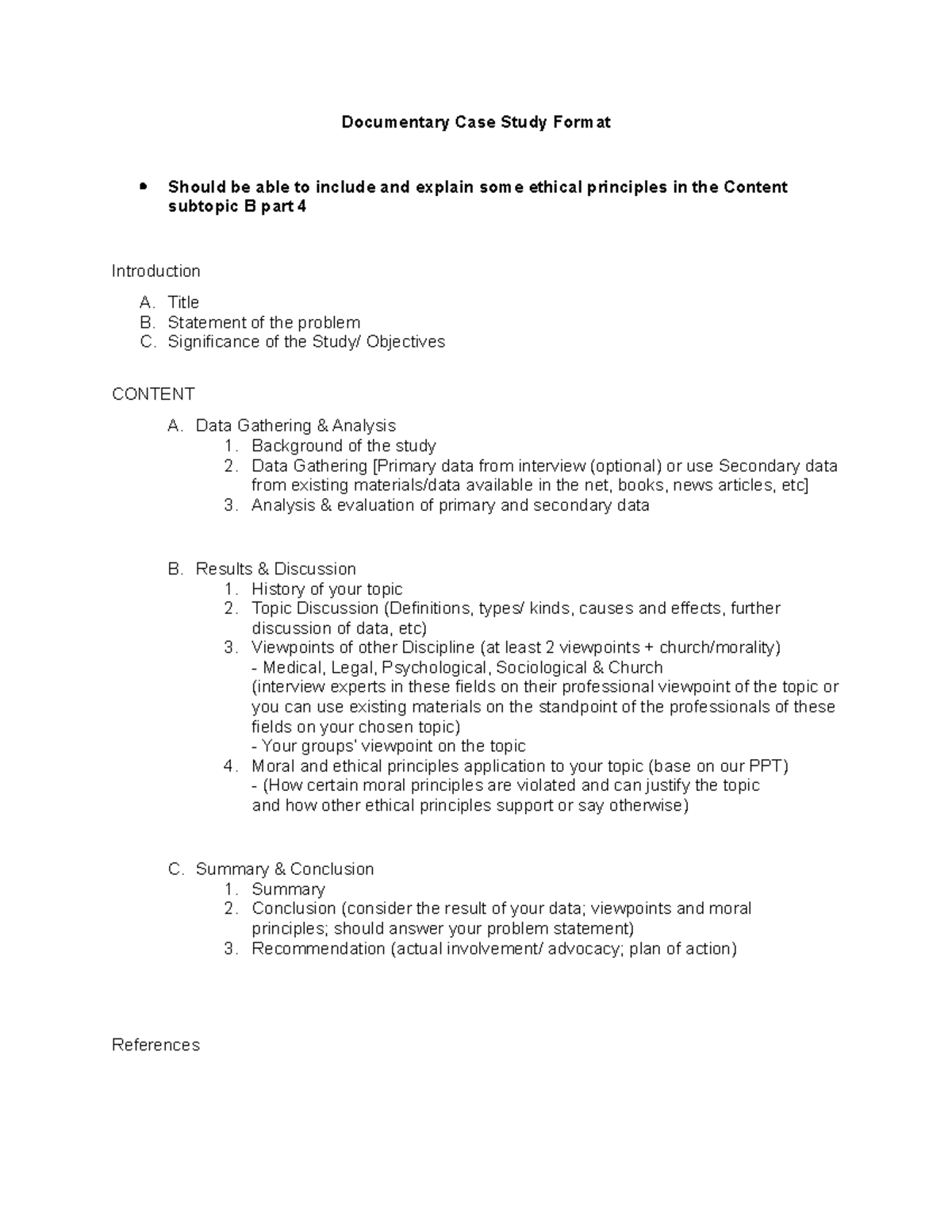 Format - lecture - Documentary Case Study Format Should be able to ...