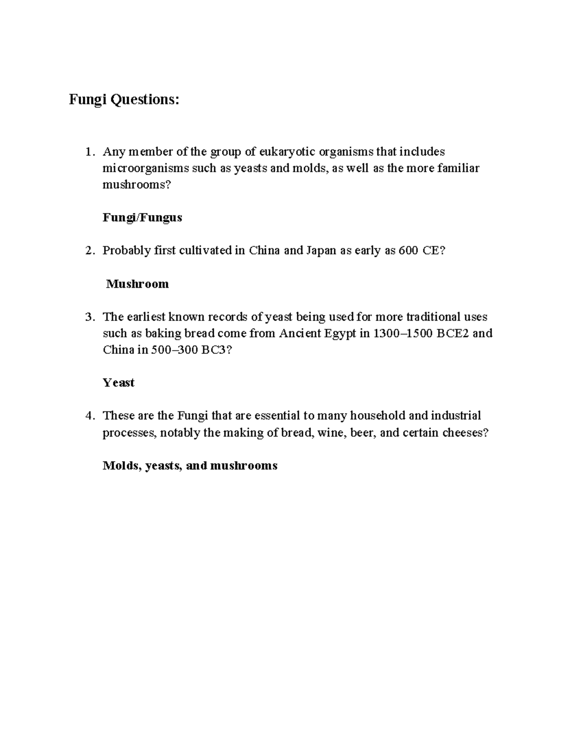 Fungi Questions - Fungi Questions: Any member of the group of ...