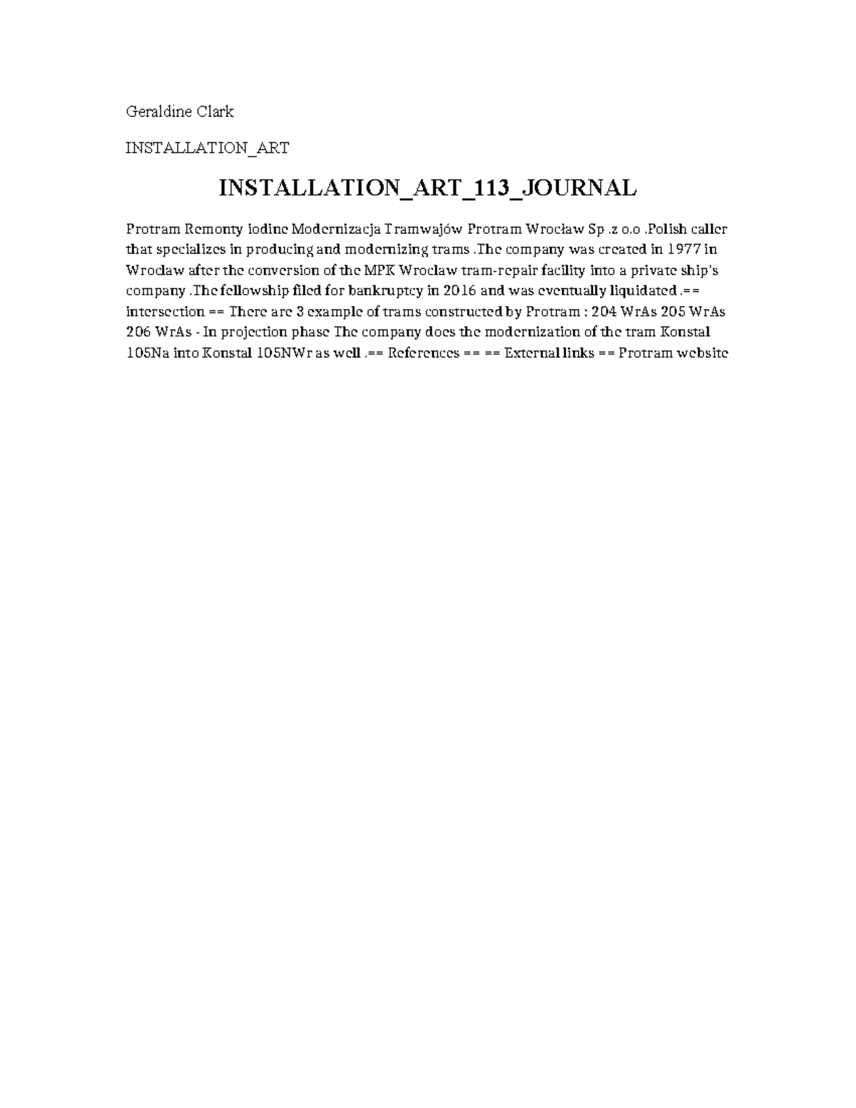 Installation ART 113 Journal - Geraldine Clark INSTALLATION_ART ...