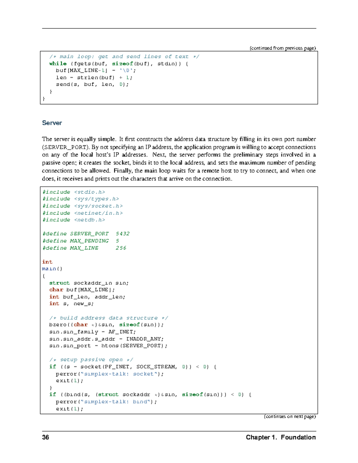 Computer Network Notes 10 Continued From Previous Page Main Loop Get And Send Lines Of