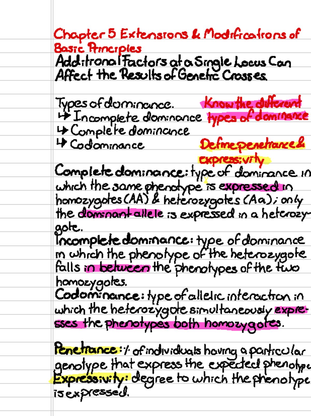 Chapter 5 - Extensions Modifications of Basic Principles - BIO 2306 - Baylor University - Studocu