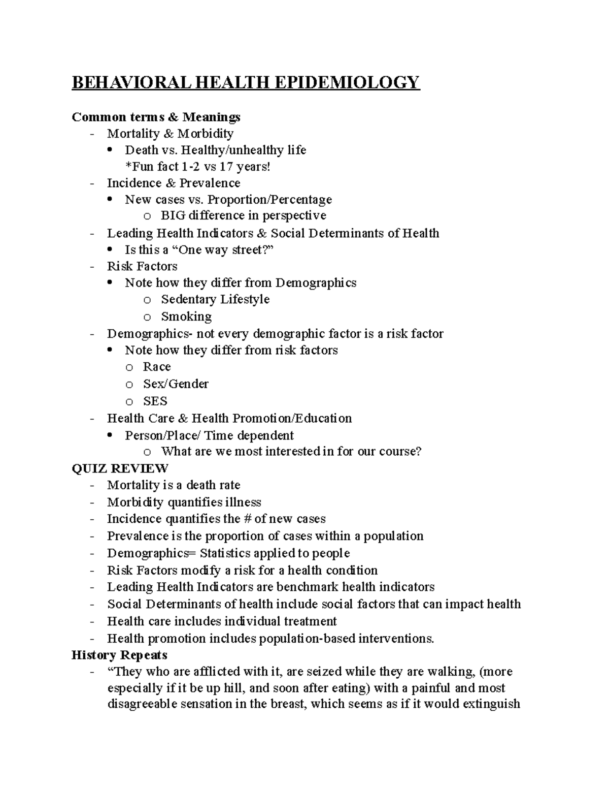 Behavioral Health Epidemiology - BEHAVIORAL HEALTH EPIDEMIOLOGY Common ...