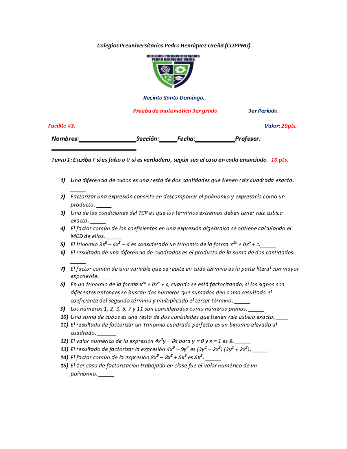 Facilito # 3 3ro de secundaria - Colegios Preuniversitarios Pedro ...