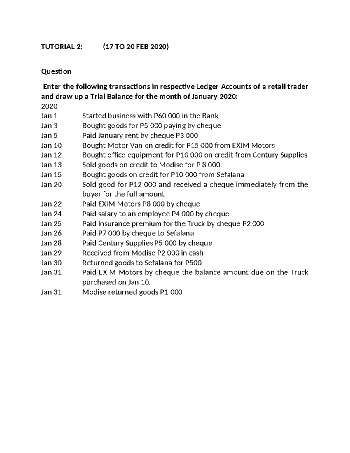 Tutorial 2 17 FEB 2020 - NOTES - TUTORIAL 2: (17 TO 20 FEB 2020 ...