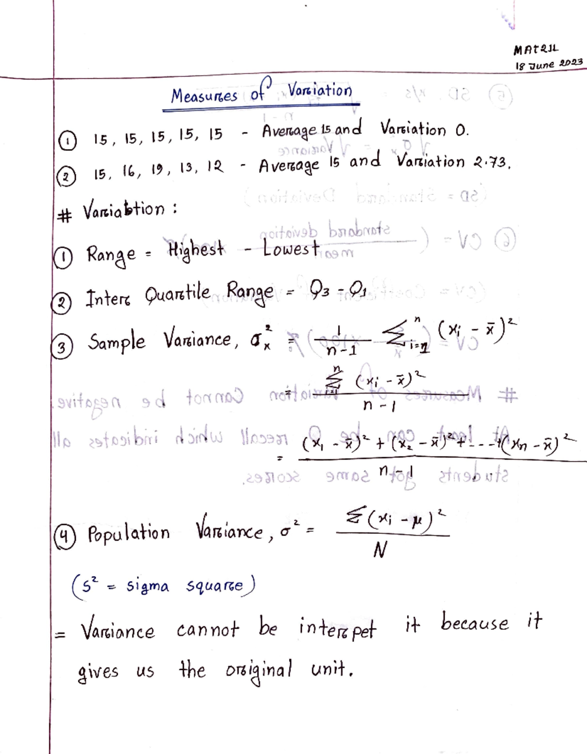 Measures of Variation - Statistics and probability - Studocu
