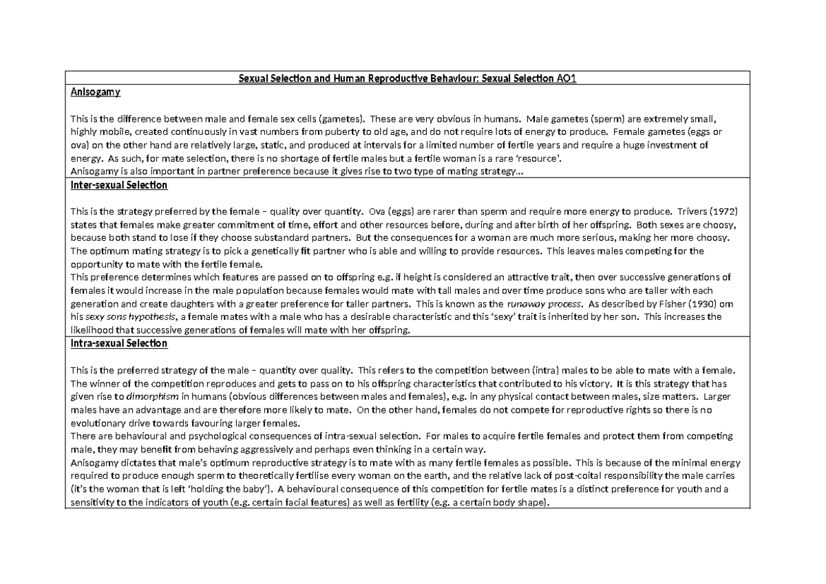 Sexual-Selection - Useful. - Sexual Selection and Human Reproductive ...