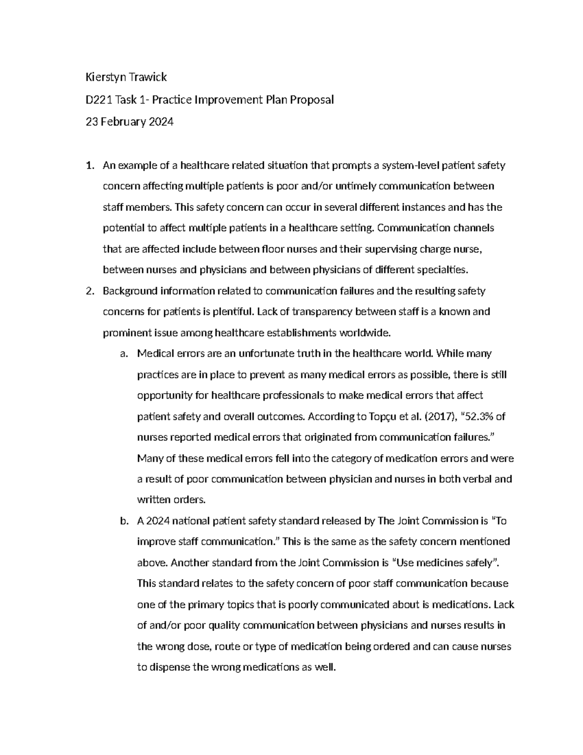 D221 Task - D221 paper- passed - Kierstyn Trawick D221 Task 1- Practice ...