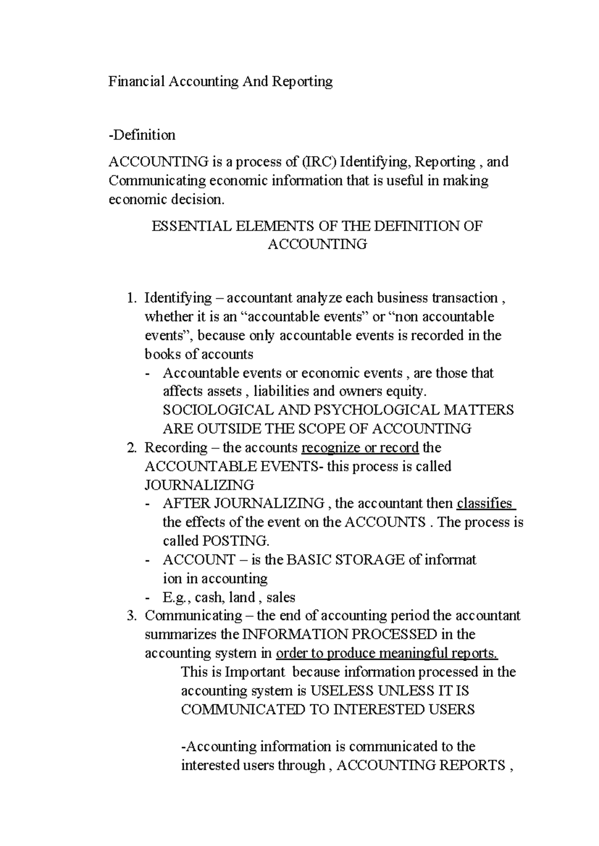 Financial Accounting And Reporting - Financial Accounting And Reporting ...