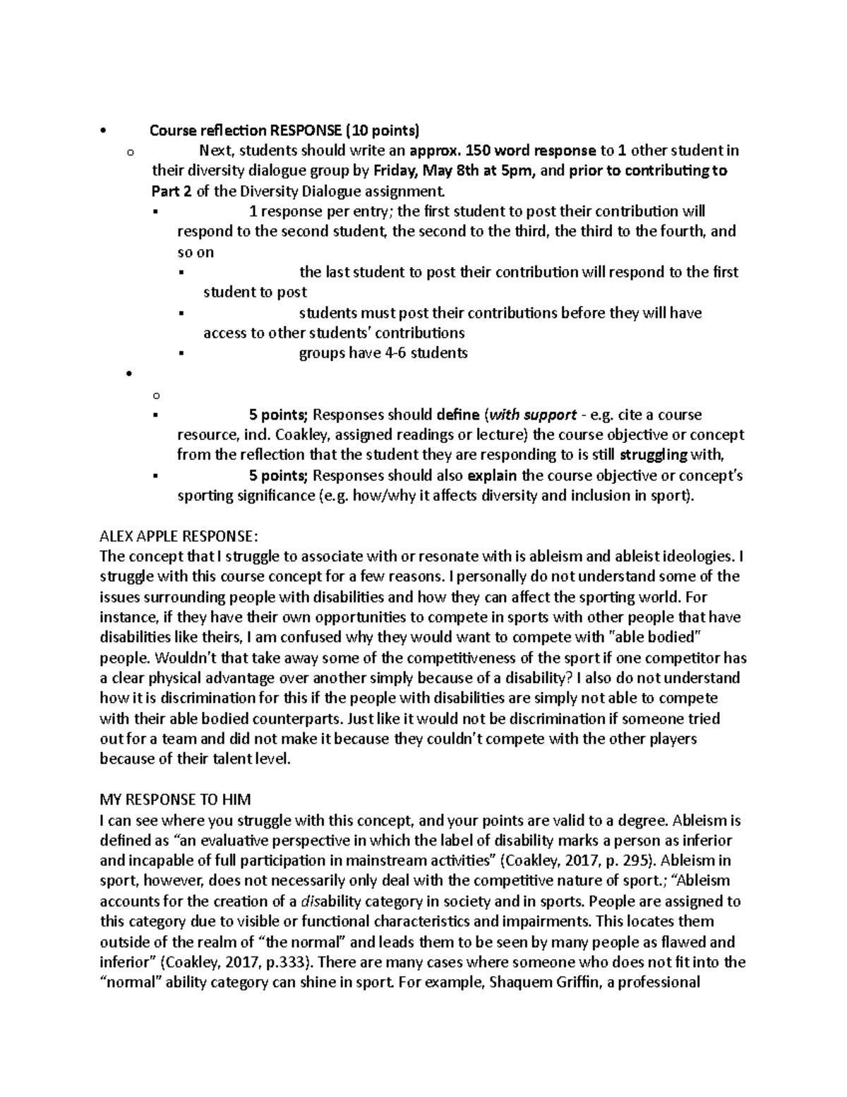 Course reflection Response - Course reflection RESPONSE (10 points) o ... Course reflection Response - Course reflection RESPONSE (10 points) o ...