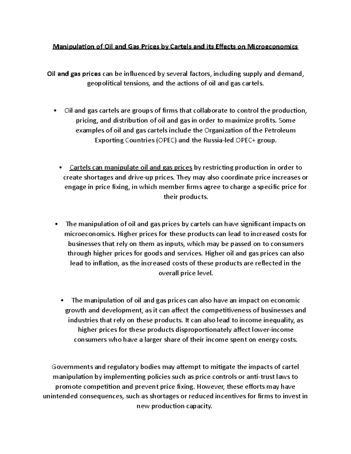 Document 89 (10) - Manipulation of Oil and Gas Prices by Cartels and ...