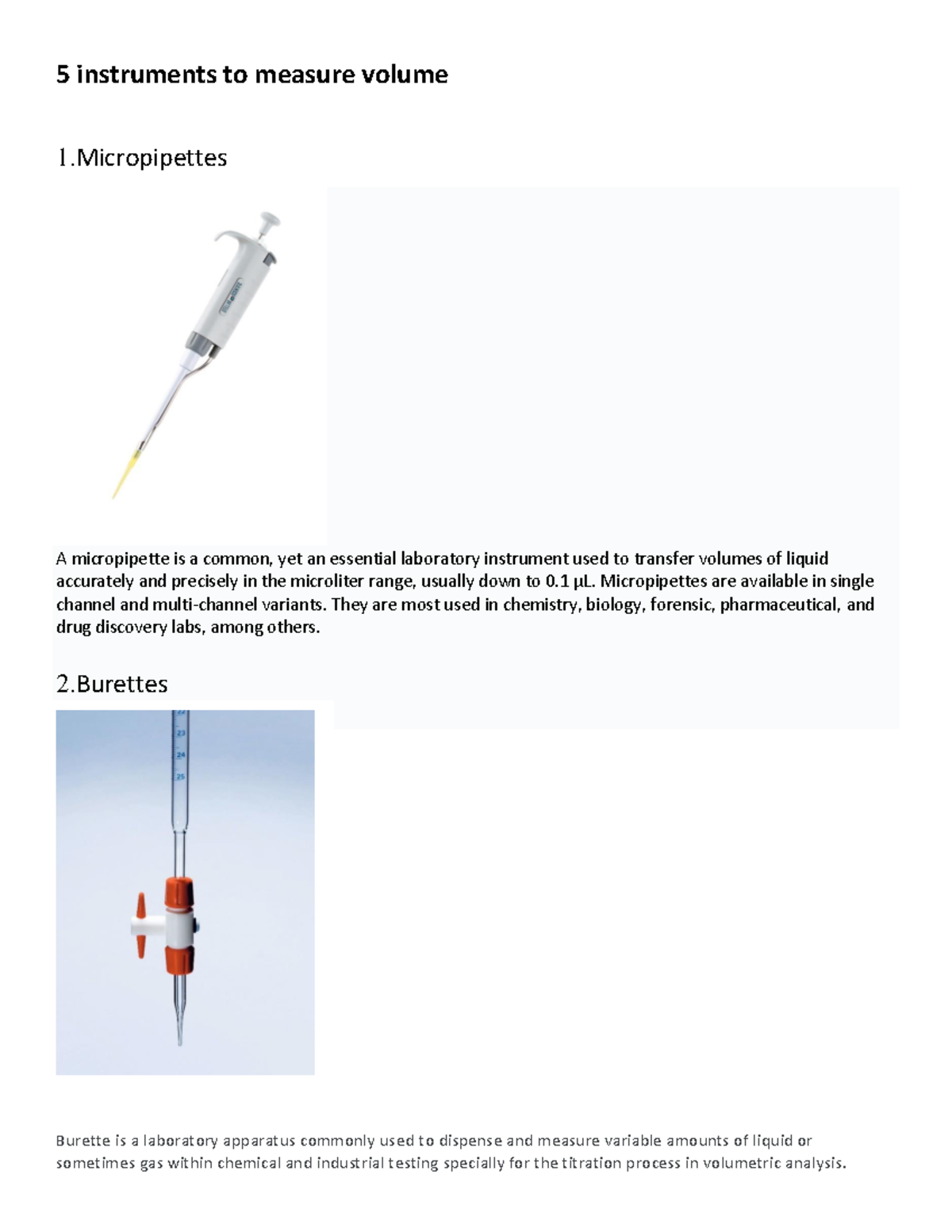 Instruments Of Measuring Volume 5 Instruments To Measure Volume 1 A