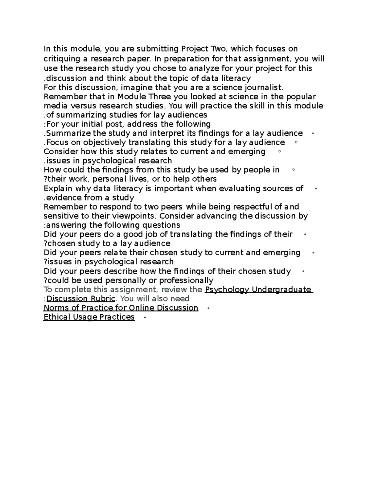 Psy222 Discussion board 8 - In this module, you are submitting Project ...