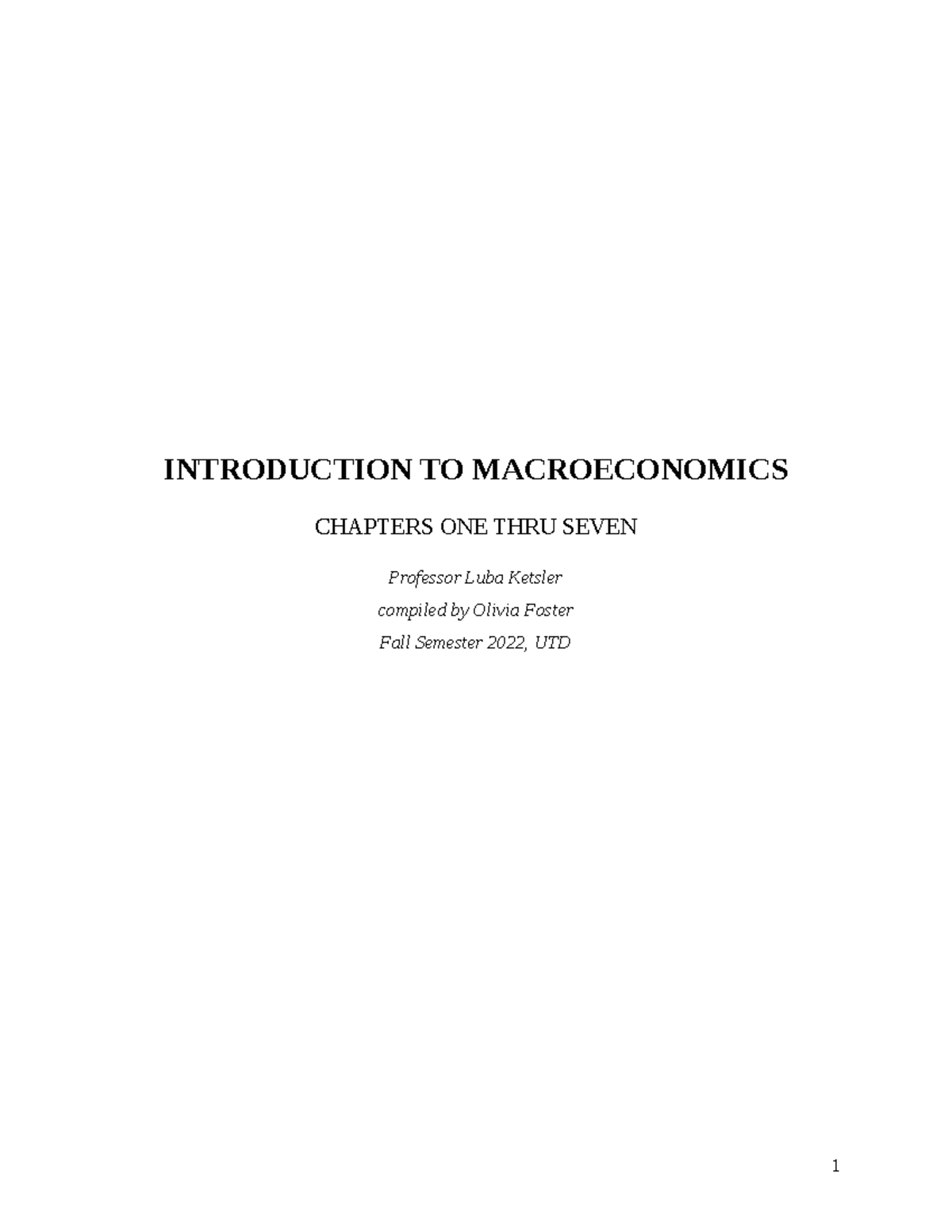 Intro TO Macroeconomics, Chapters 1-7 Notes - INTRODUCTION TO ...