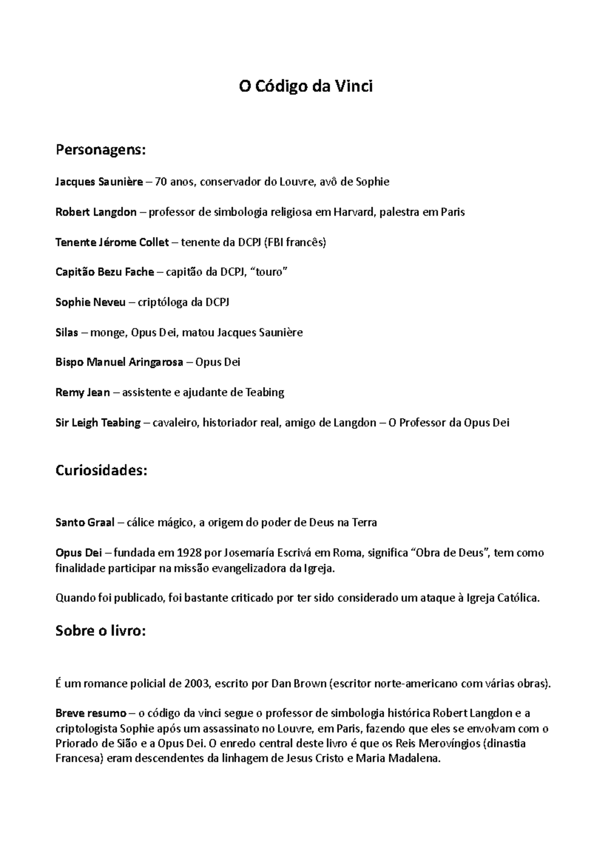 Codigo da vinci - O Código da Vinci Personagens: Jacques Saunière – 70 ...