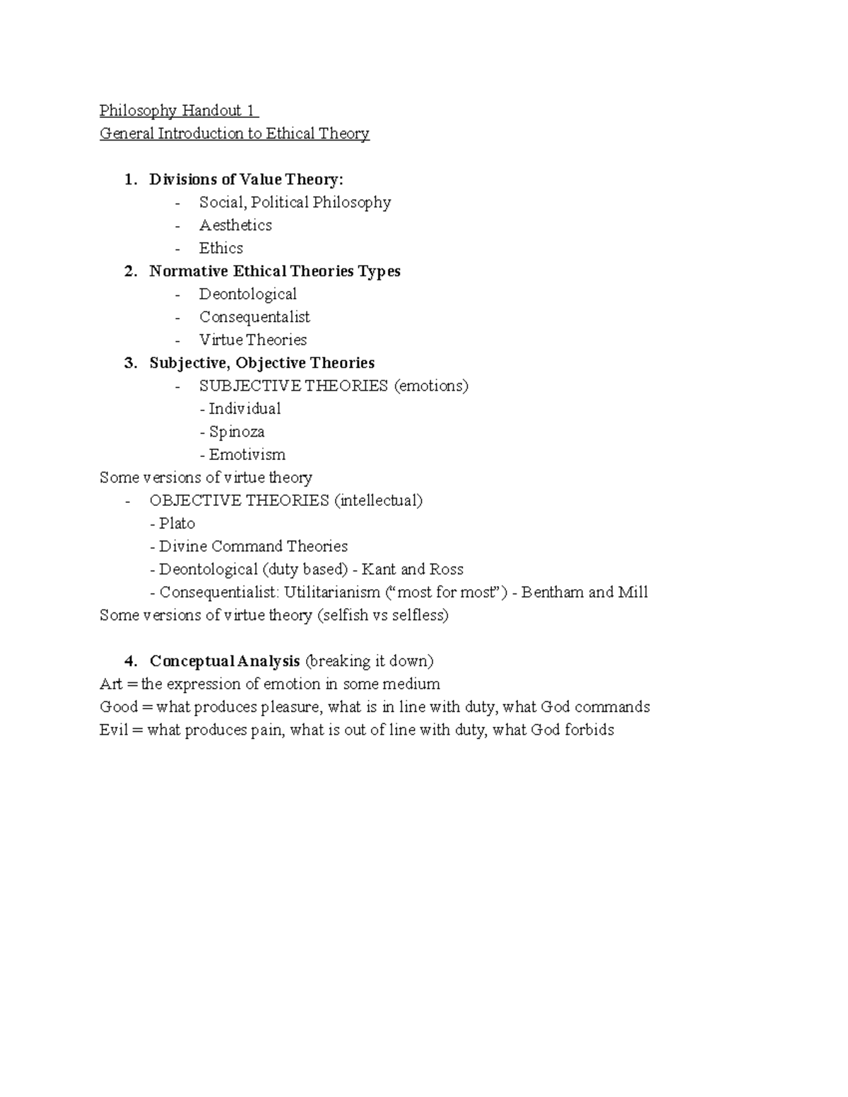 Philosophy Handout 1 - Studocu
