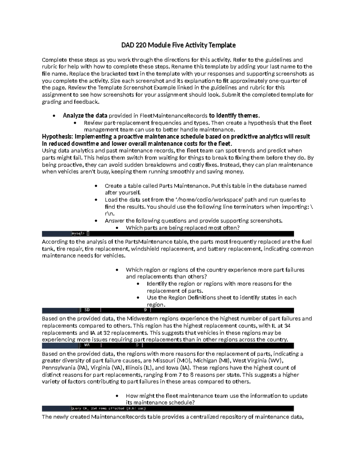 DAD 220 Module Five Activity Martin - DAD 220 Module Five Activity ...