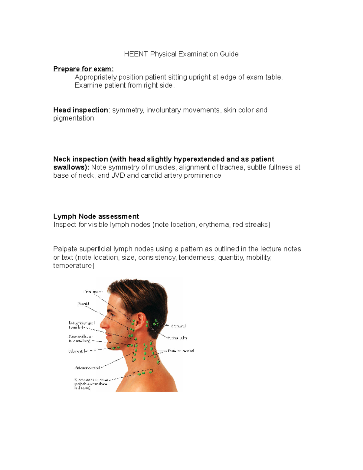 Heent+lab+guide - Good class work - HEENT Physical Examination Guide ...