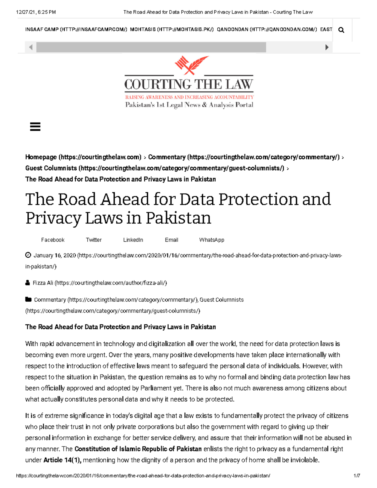 Unit-11b - The Road Ahead for Data Protection and Privacy Laws in ...