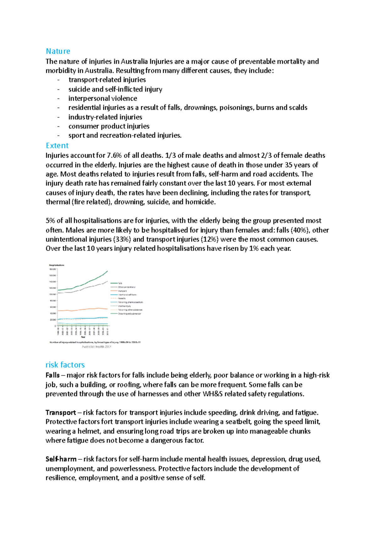 nature of Injuries pdhpe - Nature The nature of injuries in Australia ...