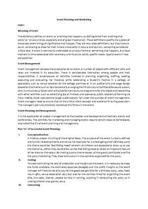 Principles of Event Management unit 3 - PAPER 3-Principles of Event ...