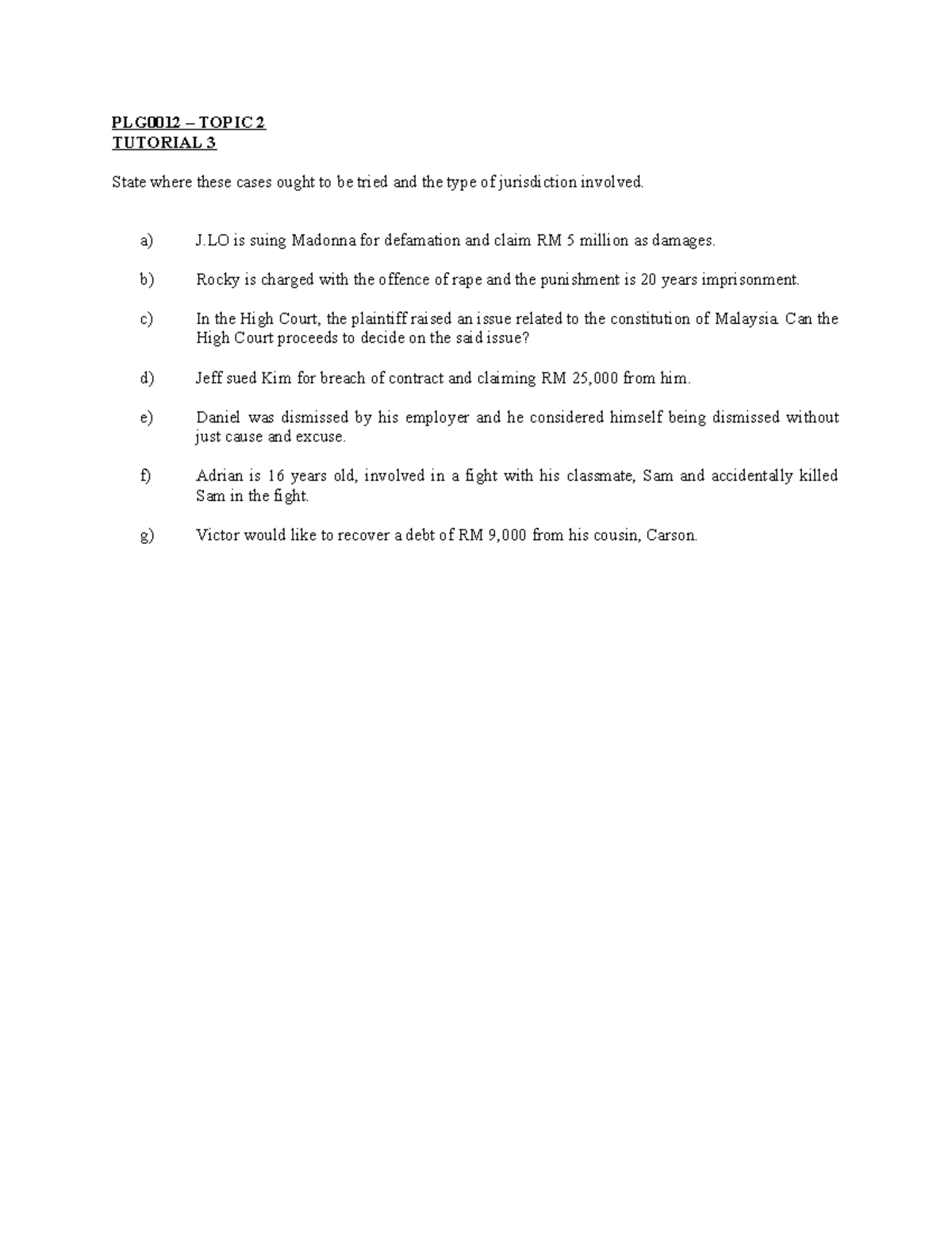 TUT 3 - Topic 2 - General Principles of Law tutorial - PLG0012 – TOPIC ...