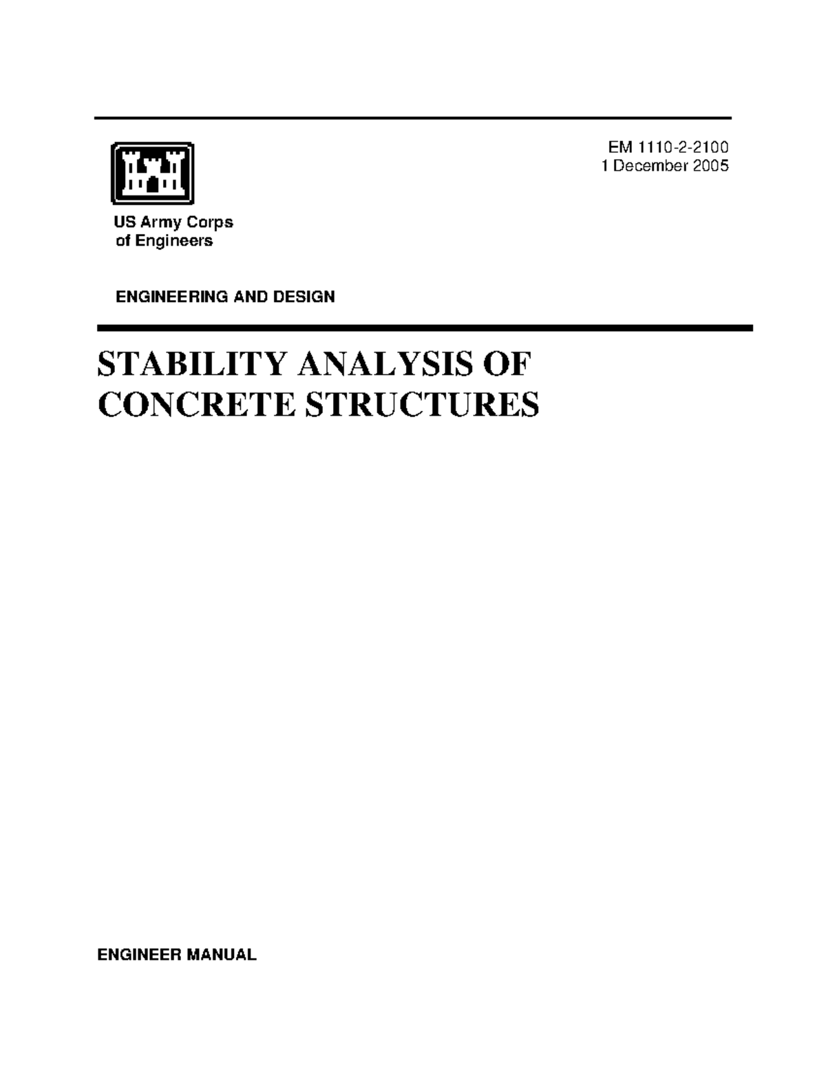 EM 1110-2-2100 Stability Analysis OF Concrete Structures - 1 December ...