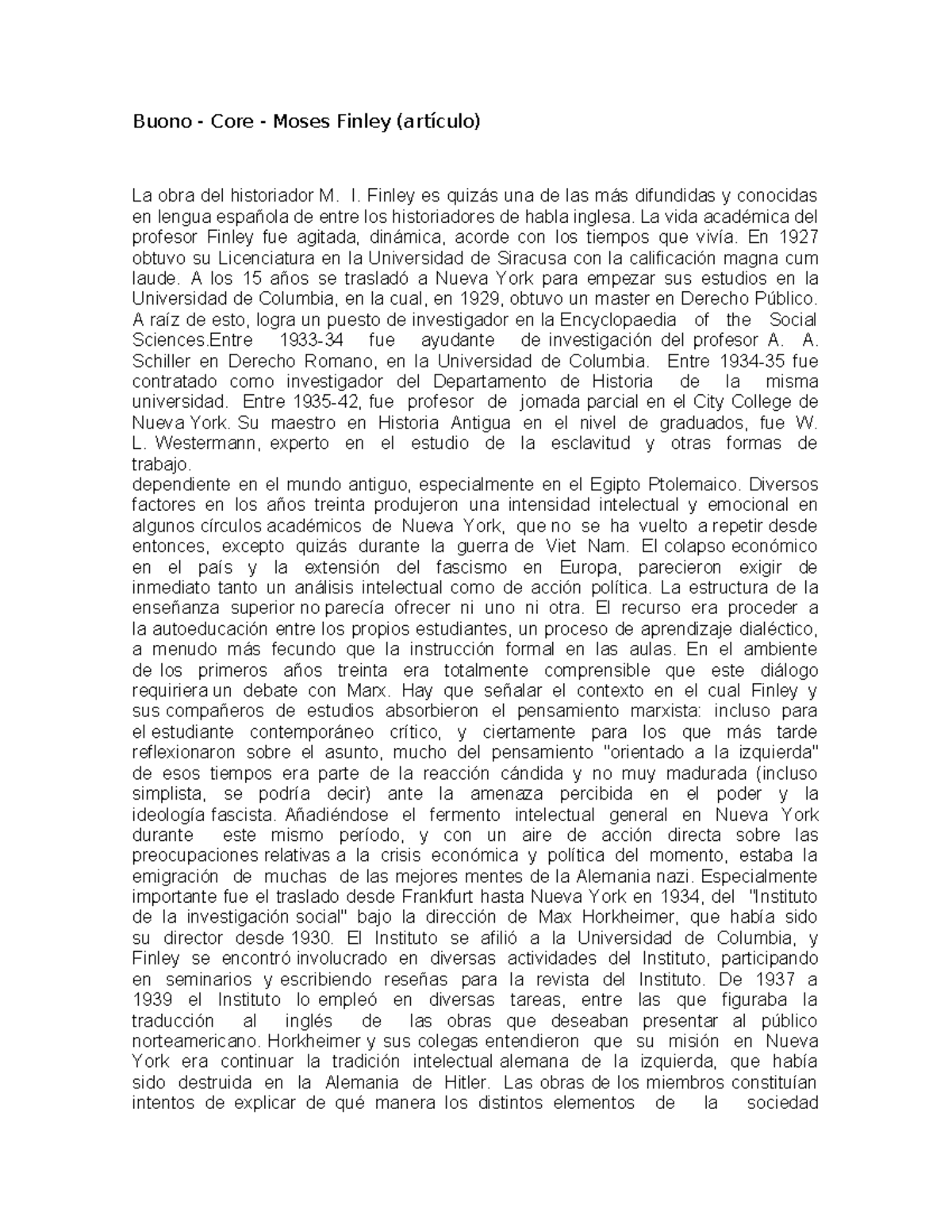 Moses I. Finley - Buono - Core - Moses Finley (artículo) La obra del ...