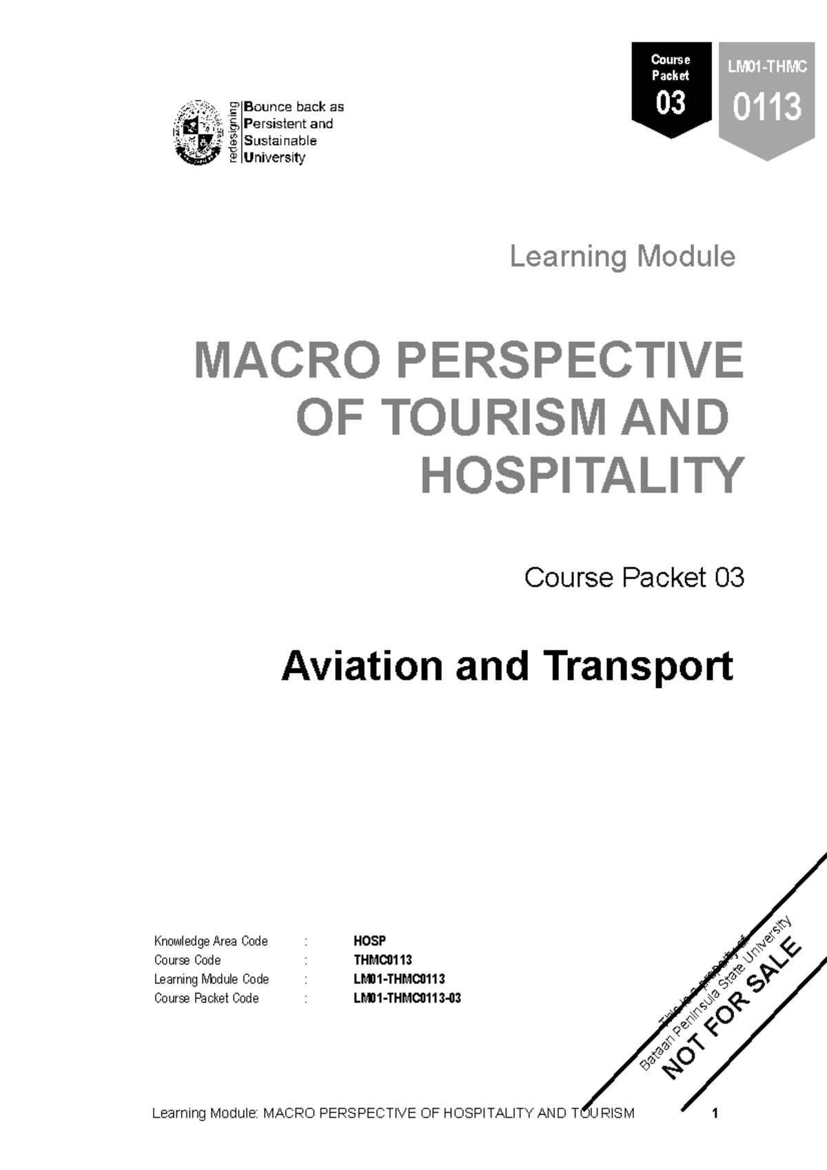 PDF document - Reviewer - BS Psychology - LM01-THMC 0113 Course Packet 03 Learning Module MACRO ...