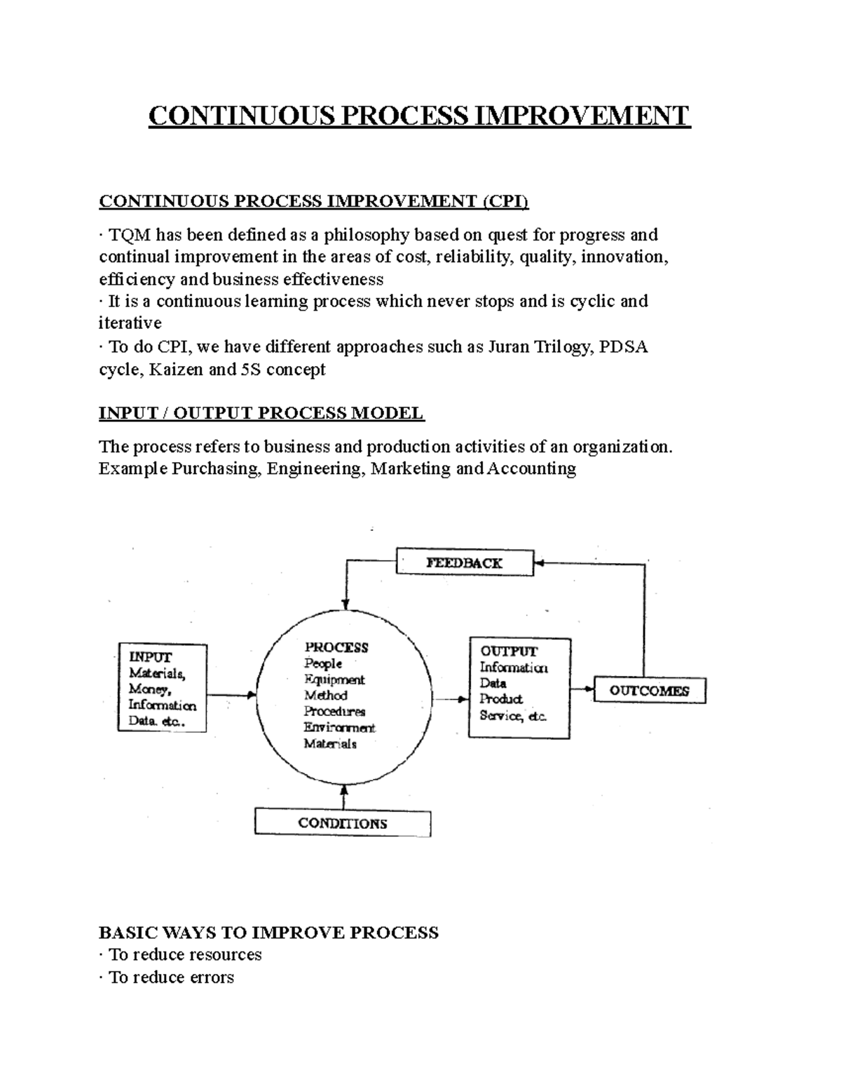Continuous Process Improvement - CONTINUOUS PROCESS IMPROVEMENT ...