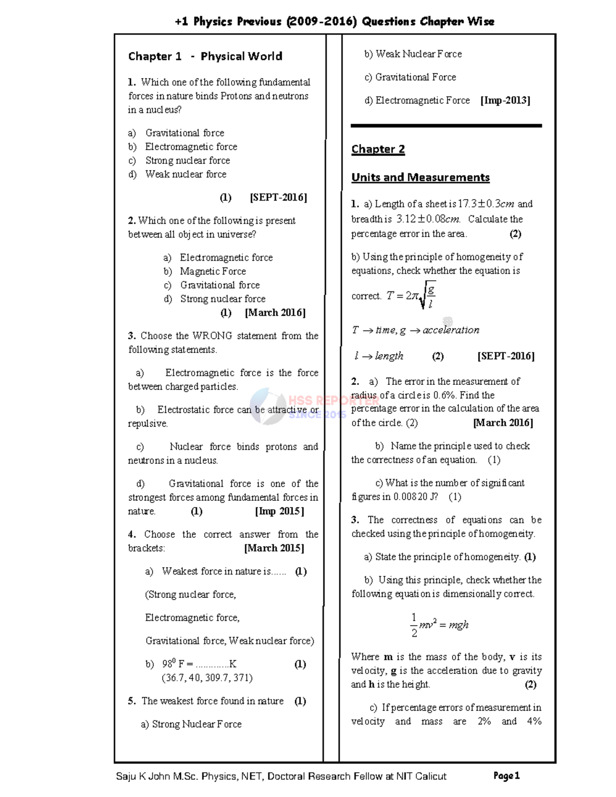 HSSRptr-Plus one physics previous questions by Saju K Johm - Page ...