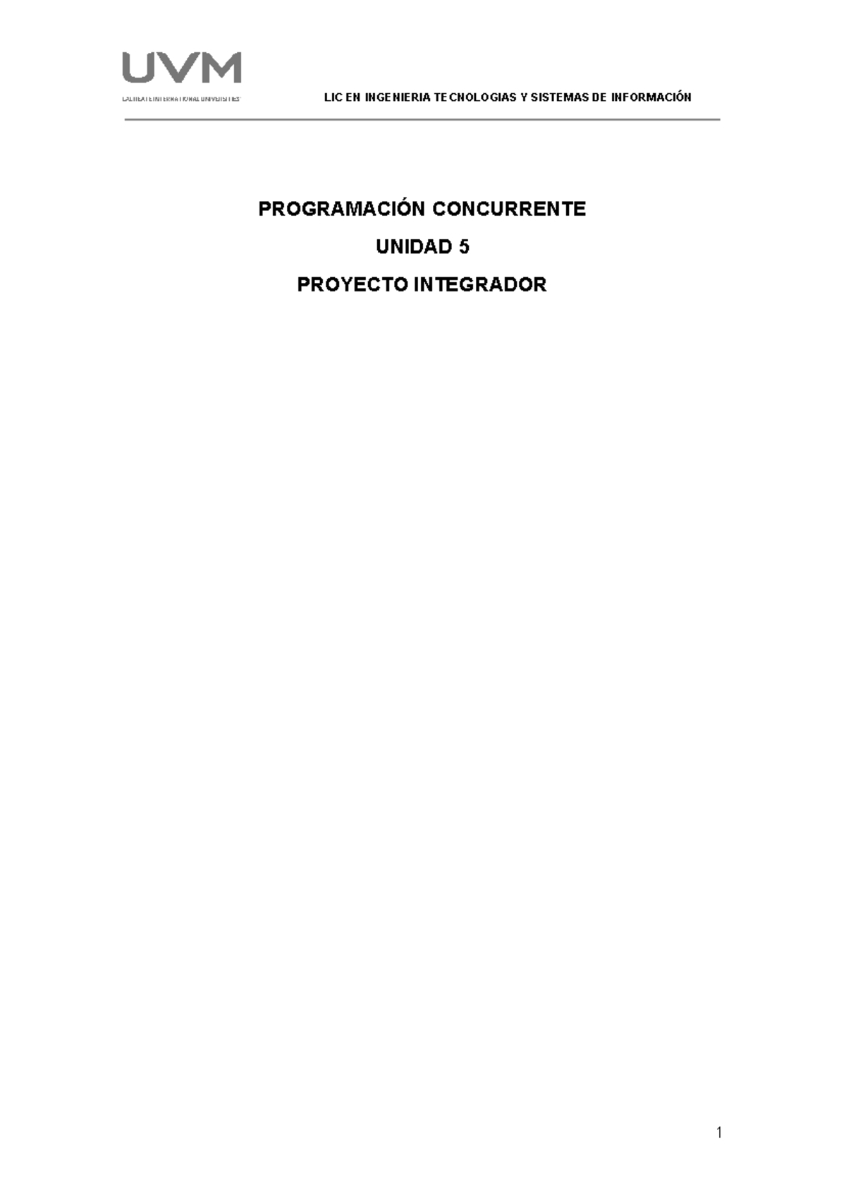 A9PROC - PROGRAMACIÓN CONCURRENTE UNIDAD 5 PROYECTO INTEGRADOR Índice - Studocu