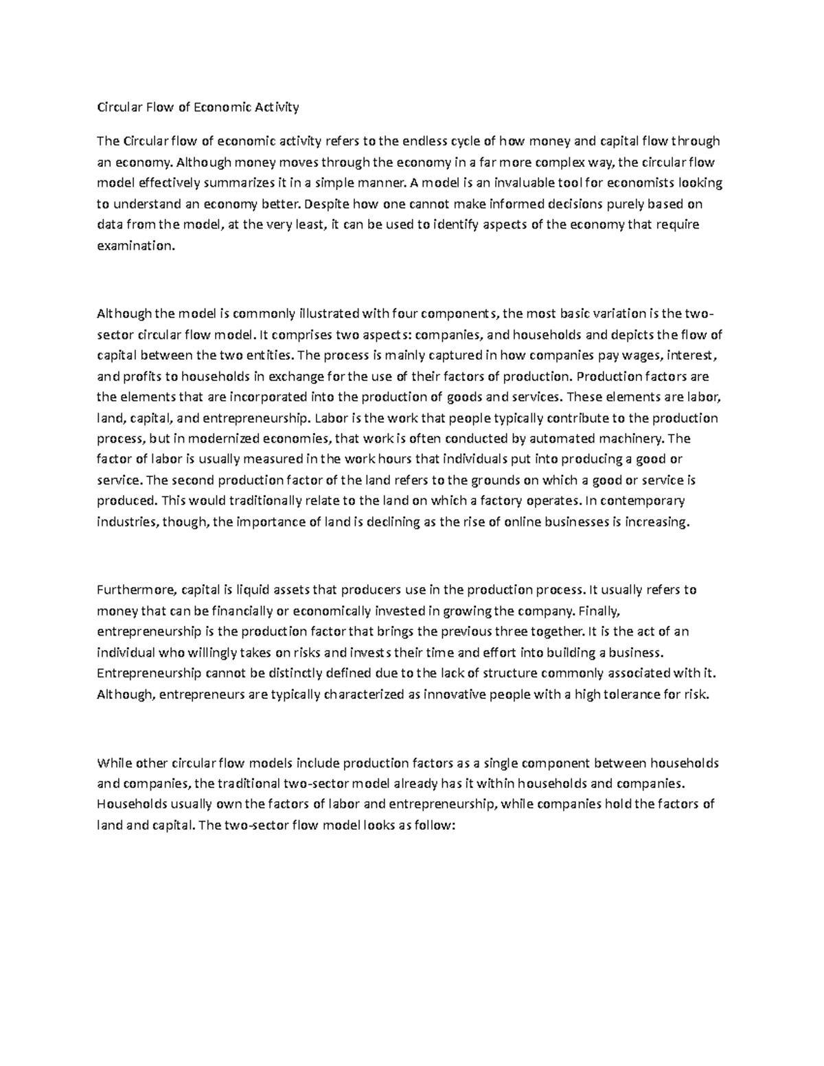 Circular Flow o-WPS Office - Circular Flow of Economic Activity The ...