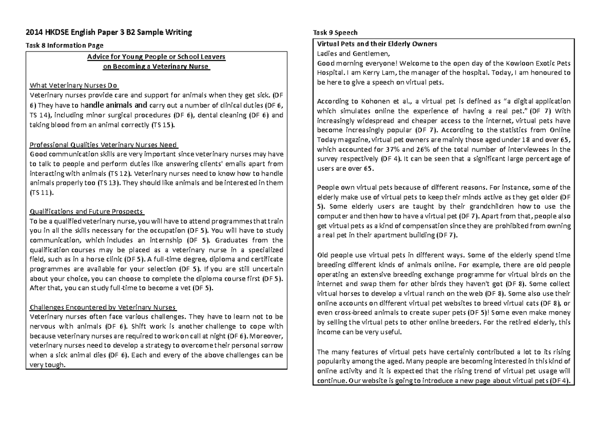 2014 Hkdse English Paper 3 B2 Sample Writing V2 2014 HKDSE English