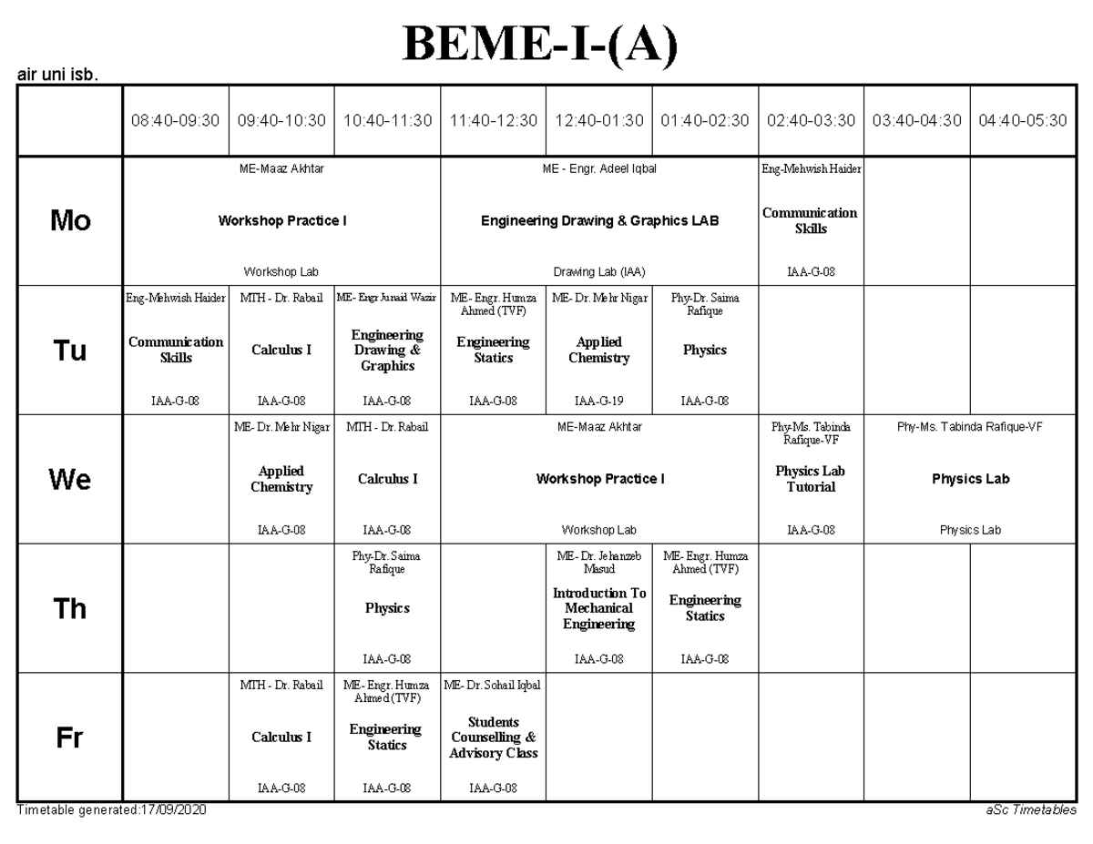 ME - Dsadsadsad - air uni isb. Workshop Practice I ME-Maaz Akhtar ...