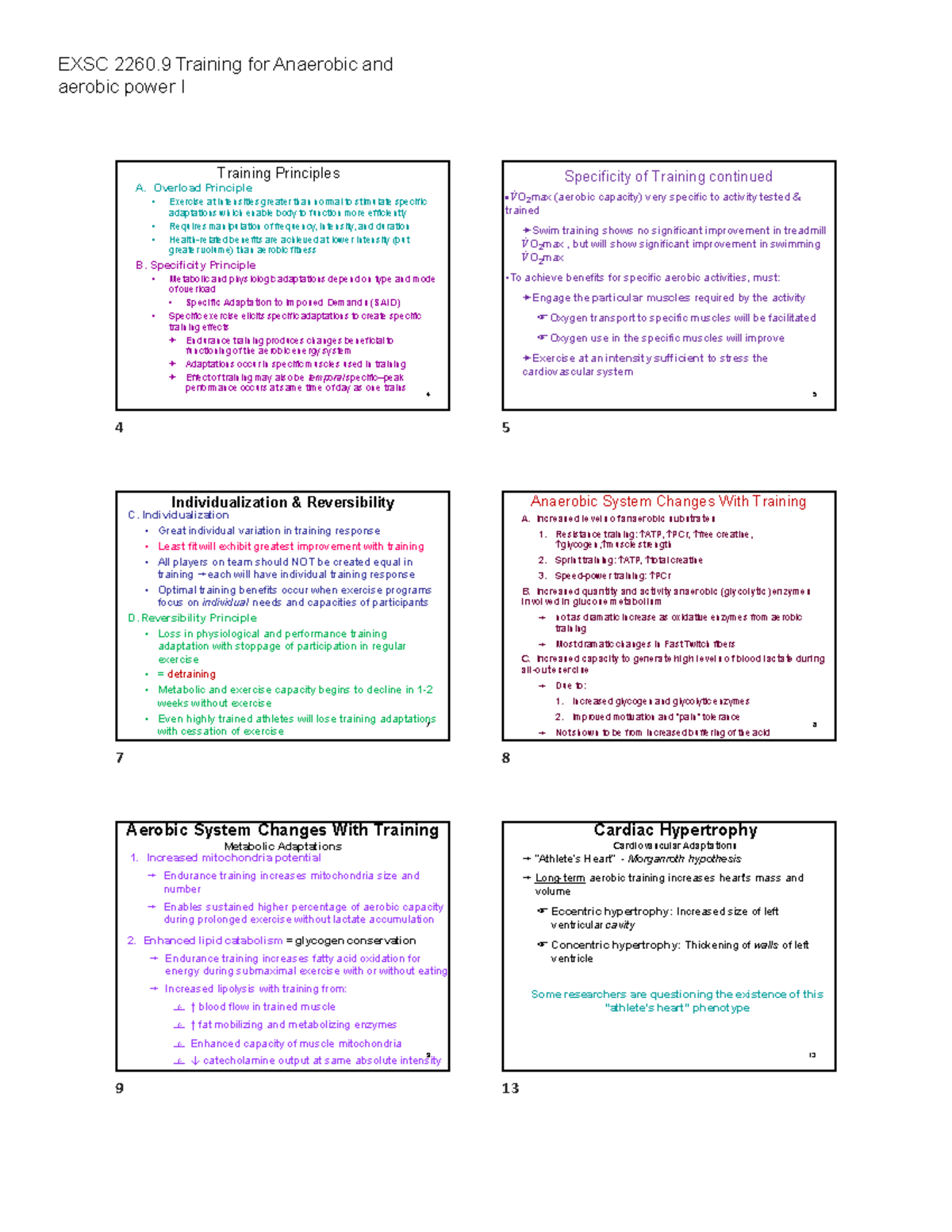 Physiology of Exercise Module 13 notes - aerobic power I Training ...