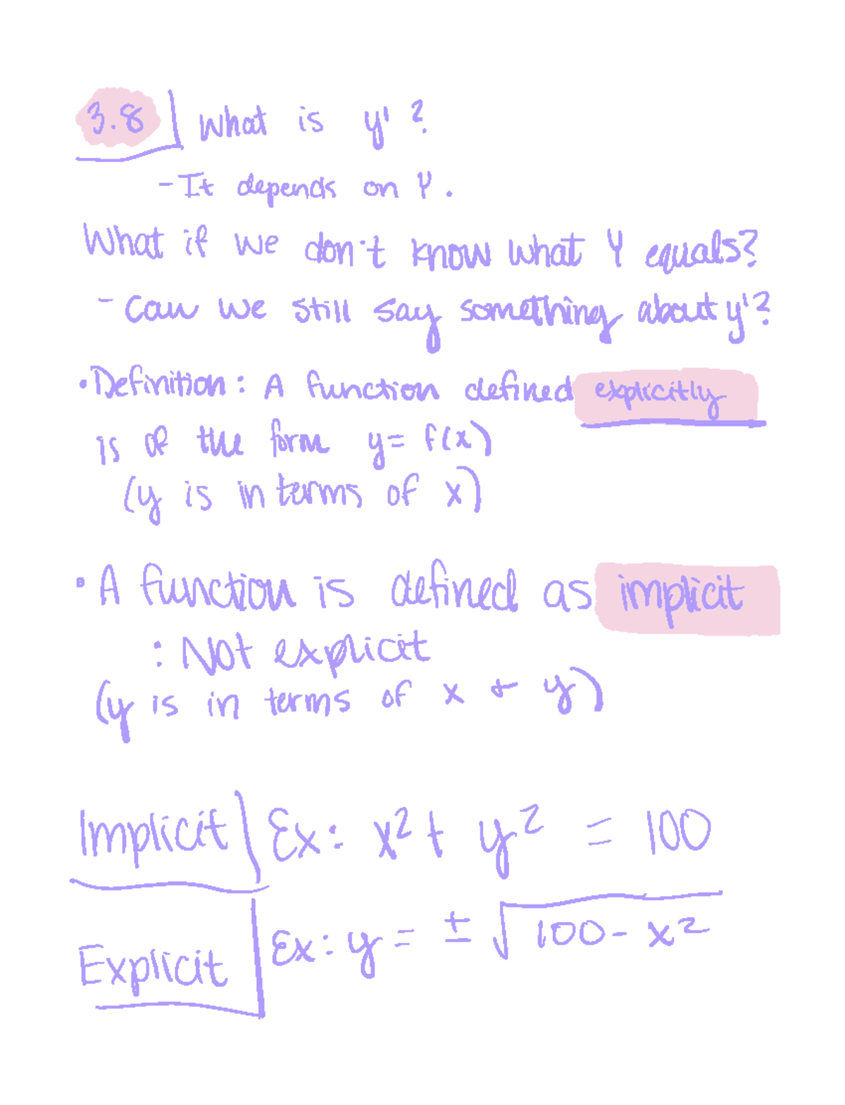 implicit/explicit differentiation - 311 what is y It depends on Y What ...