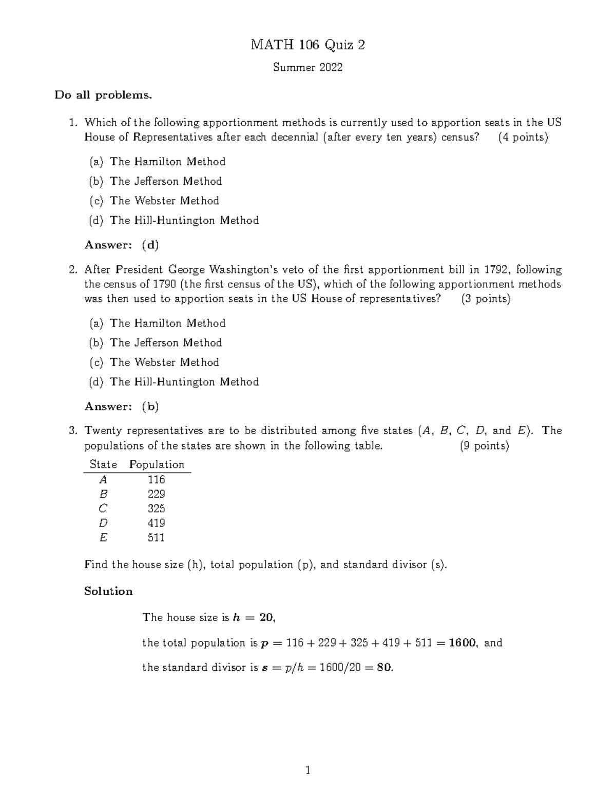 Math106 41 quiz2 answers su22 - MATH 106 Quiz 2 Summer 2022 Do all ...