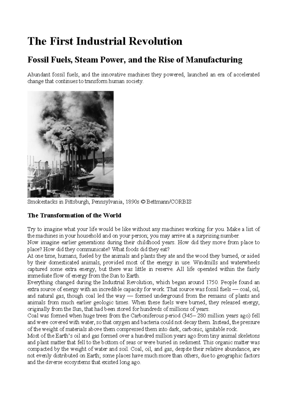 The First Industrial Revolution compressed - The First Industrial ...