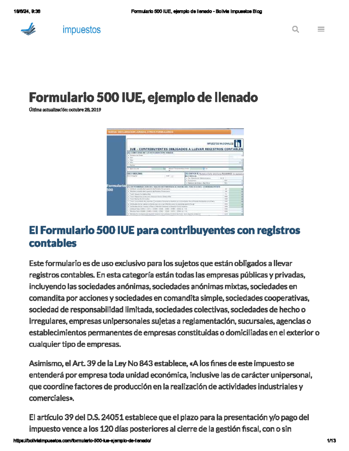 Llenado Formulario 500 - 9:38 Formulario 500 IUE, ejemplo de llenado ...