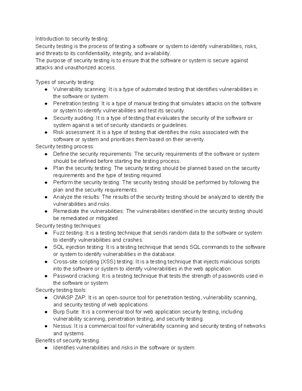 Introduction to Security Testing: Types Techniques and Tools - Studocu