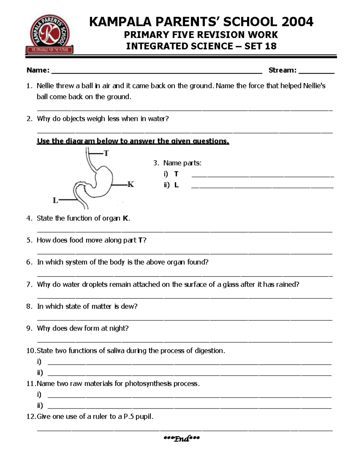 Primary FIVE - SET 18 - intergrated science p.5 - PRIMARY FIVE REVISION ...