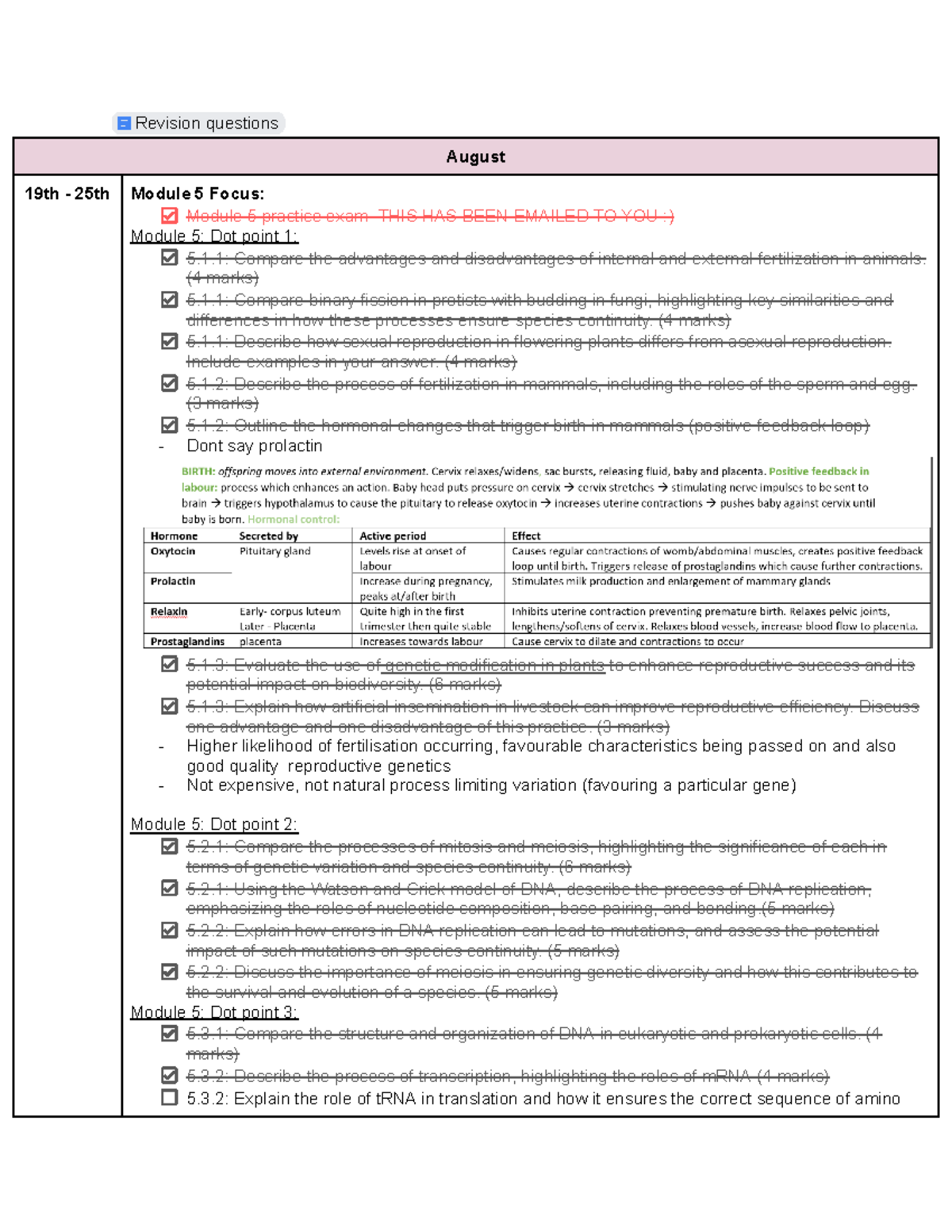 Biology Study Guide - bio questions - Revision questions August 19th ...