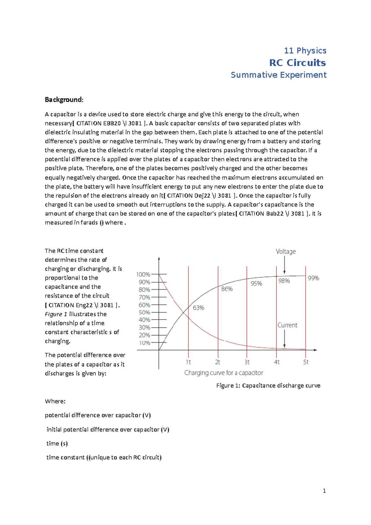 Summative Practical-Electric Circuits - 11 Physics RC Circuits ...