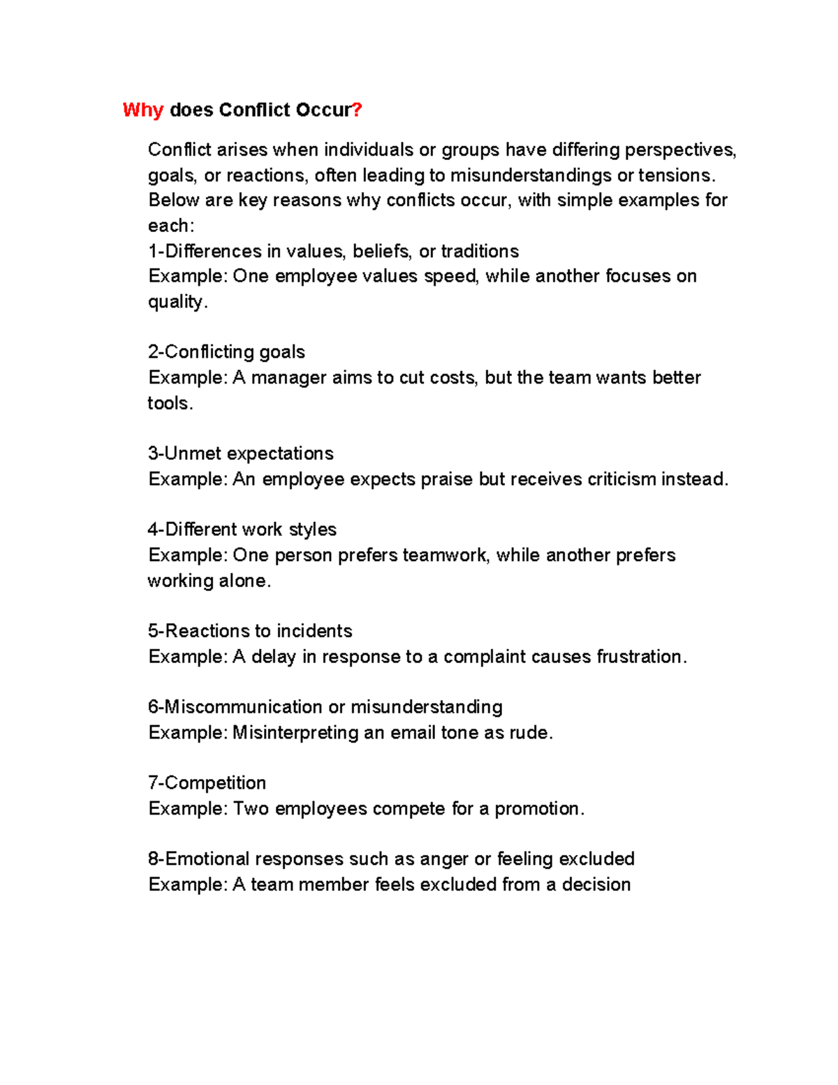 Conflict - reserch - Why does Conflict Occur? Conflict arises when ...