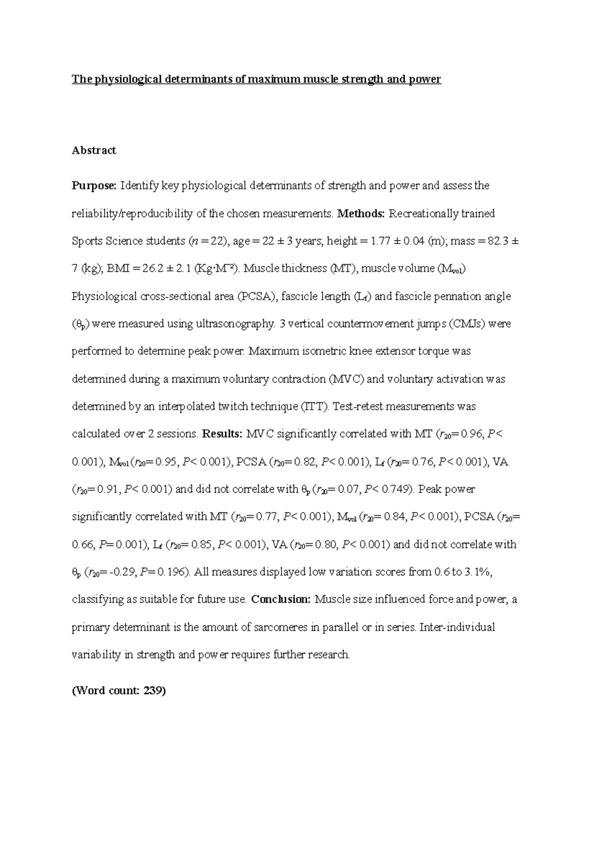 The physiological determinants of maximum muscle strength and power - The physiological ...