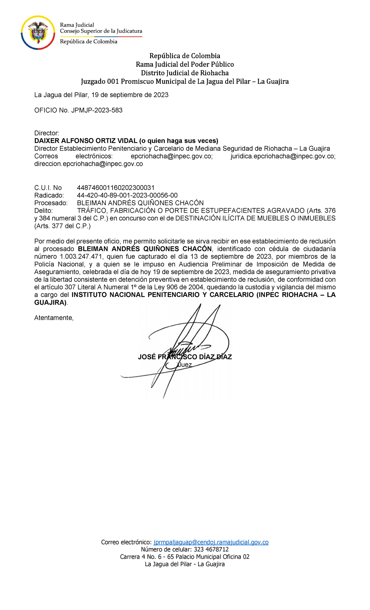 35Comunicación 2023583 - República de Colombia Rama Judicial del Poder ...